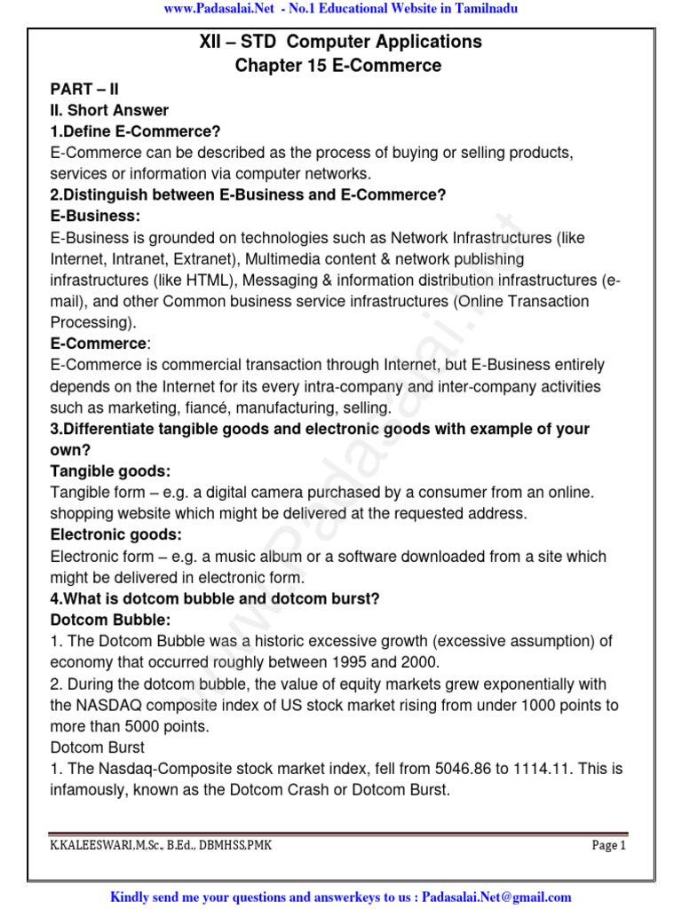 12th Computer Applications Chapter 15 To 18 Study Material Tamil Medium ...