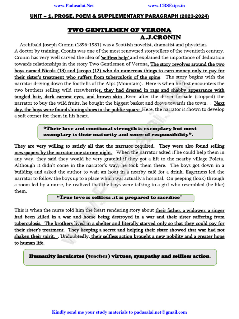 12th English Unit 1 Study Materials English Medium PDF Download | PDF