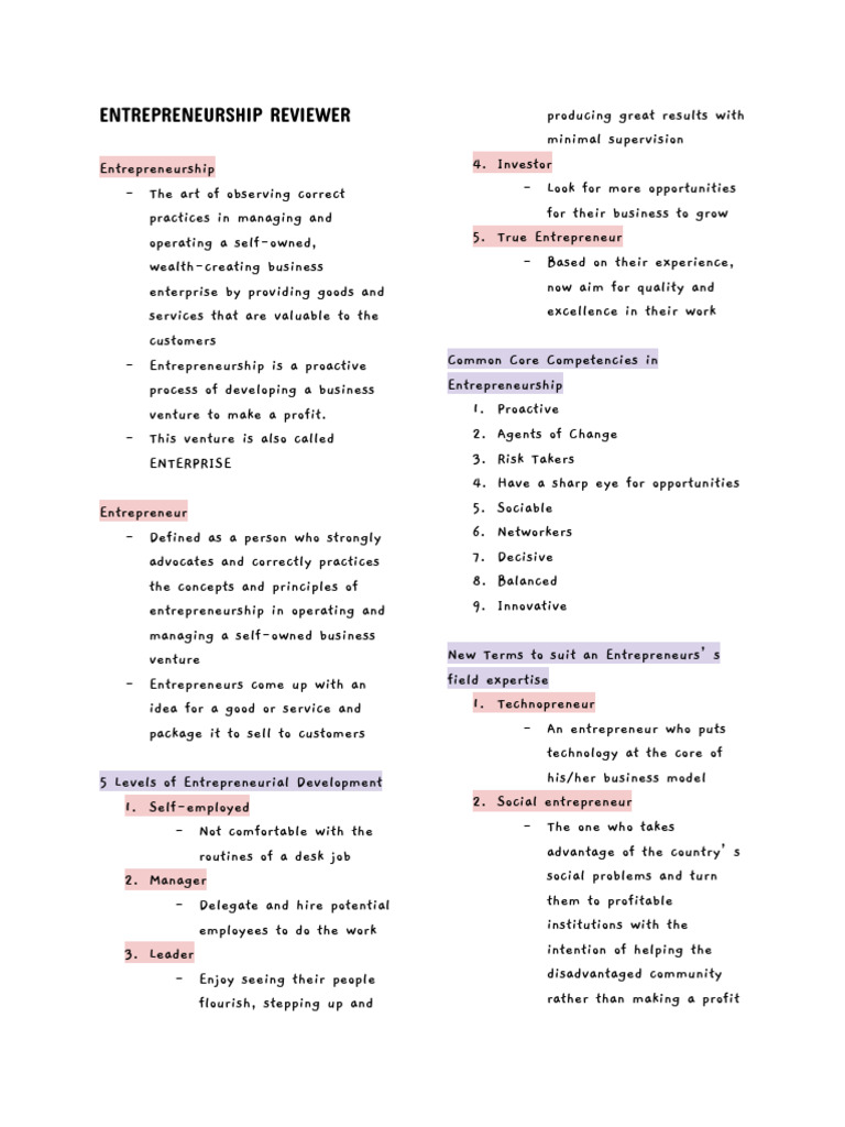 Entrepreneurship Reviewer | PDF | Entrepreneurship | Pricing
