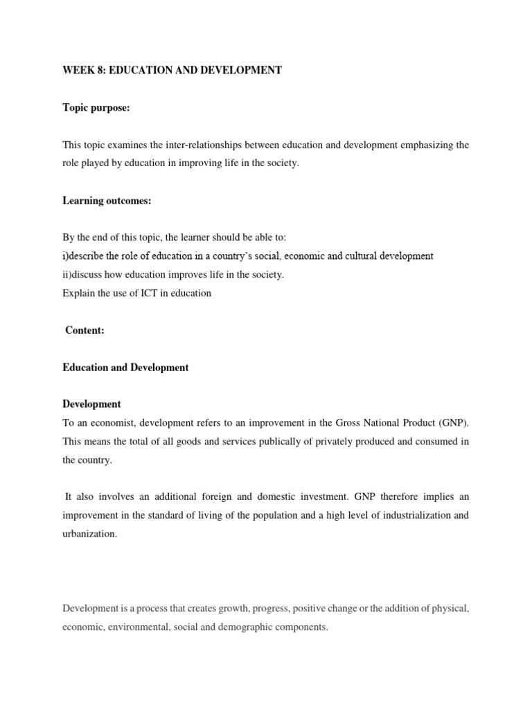 Week 8 Education and Development | PDF | Educational Technology ...
