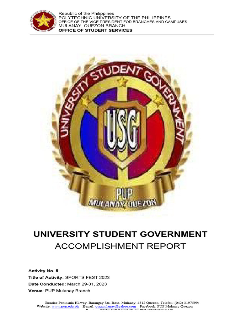 Usg Accomplishment Report-Sports Fest 2023 Original | PDF