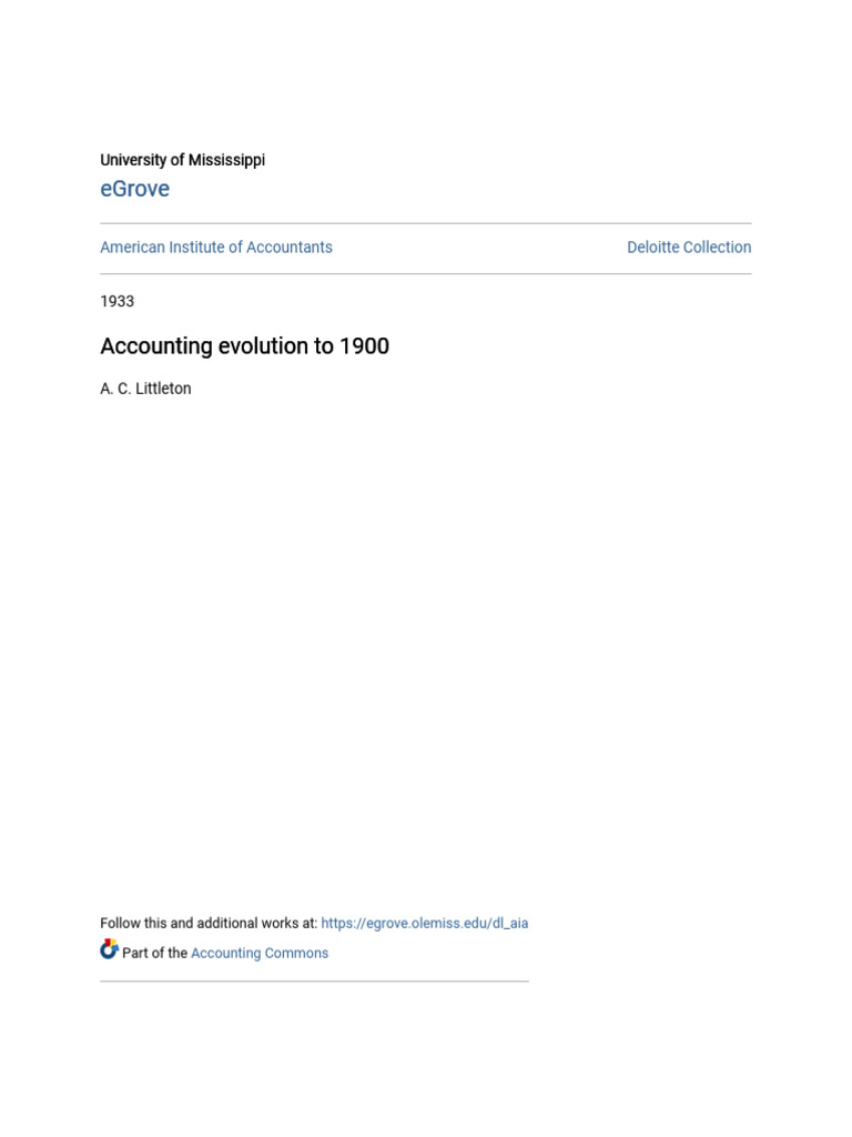 Accounting Evolution To 1900 | PDF | Money | Trade