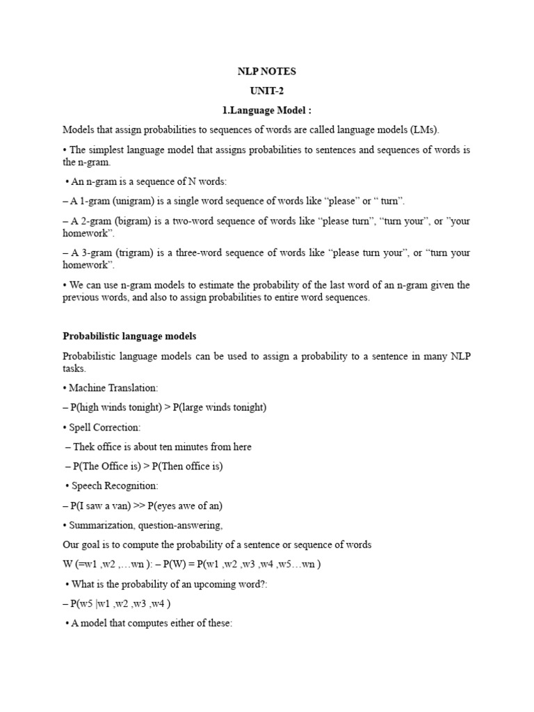 Notes Of Nlp Unit 2 Pdf Support Vector Machine Statistical Classification