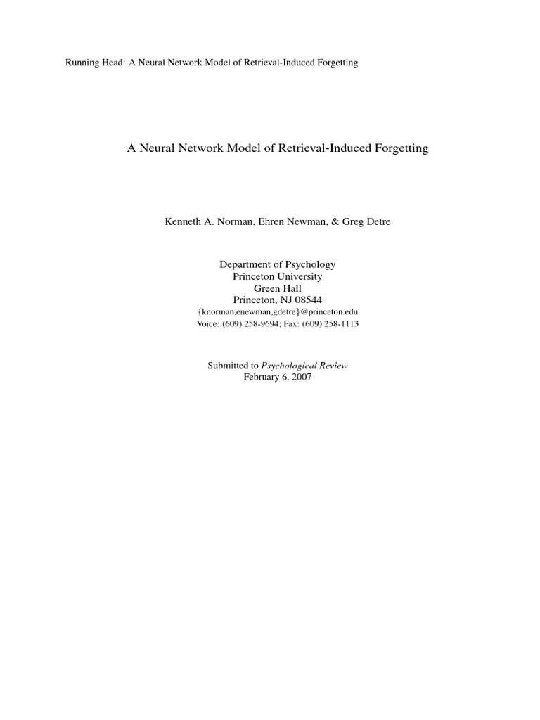 A Neural Network Model of Retrieval-Induced Forgetting. | PDF | Memory | Recall (Memory)