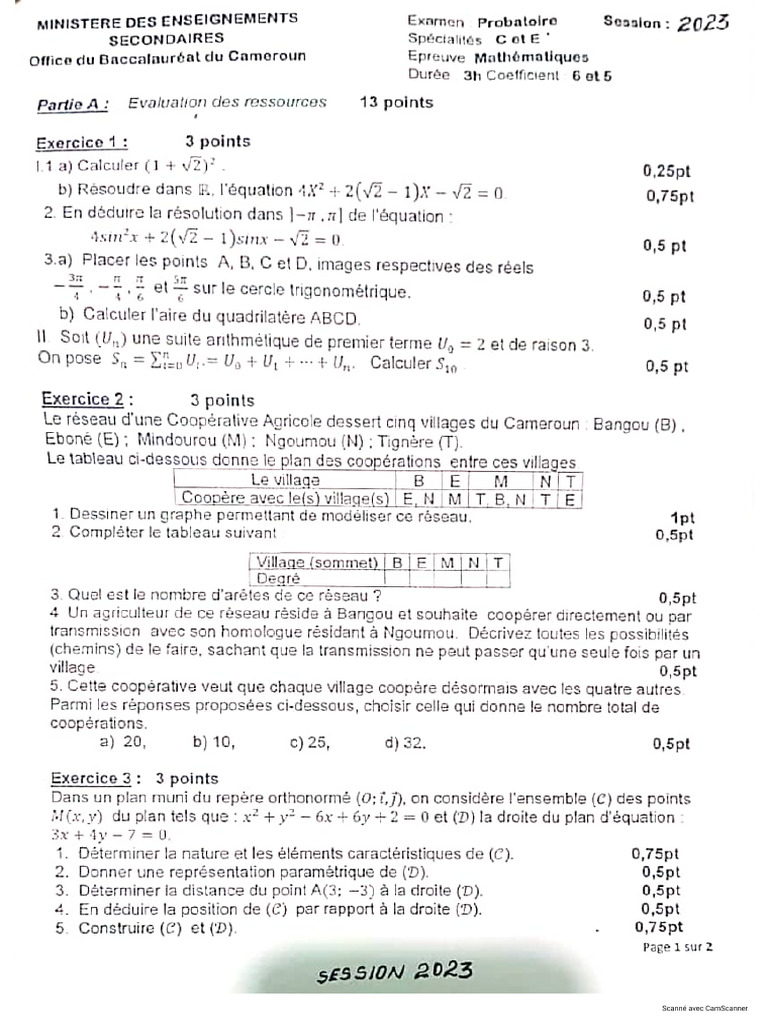 Maths 1ere C 2023 Pdf