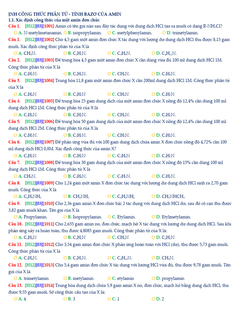 GV - VIP BÀI TẬP AMIN sdda sua | PDF