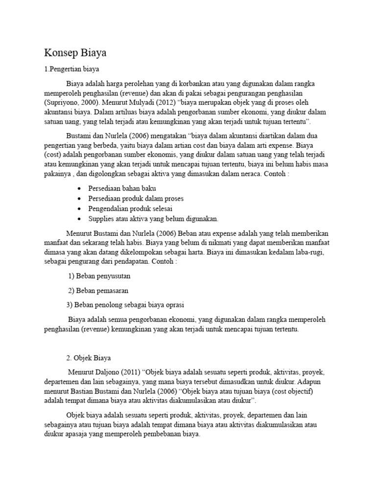 Konsep Biaya | PDF | Pengelolaan Keuangan & Uang
