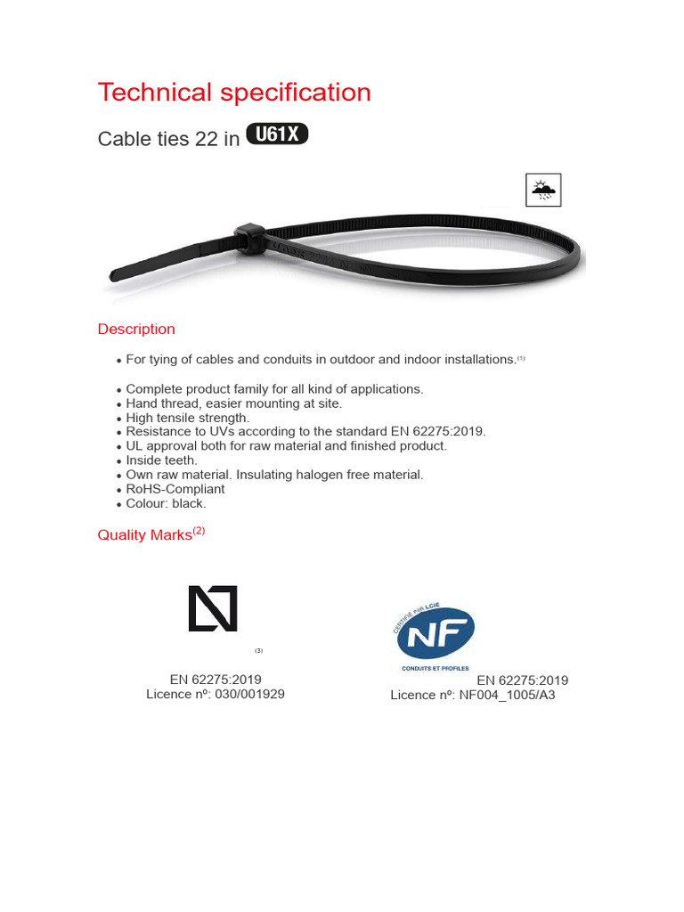 Datasheet Nylon Ties | PDF | Materials | Building Engineering