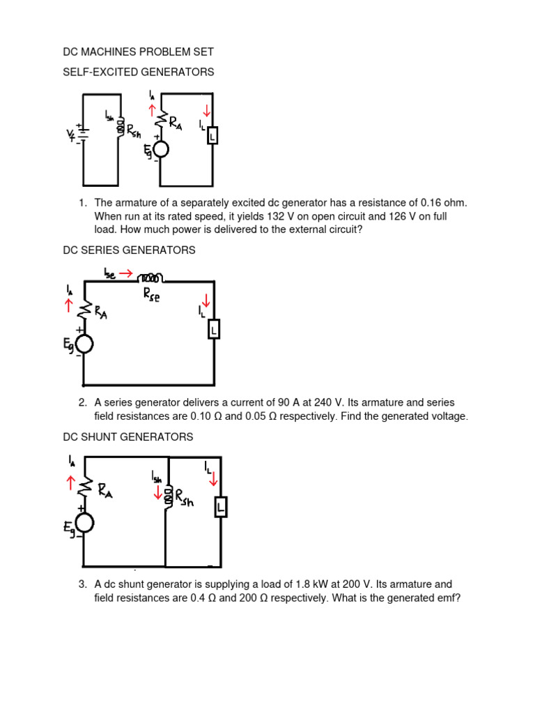 DC Generator Problem Set | PDF