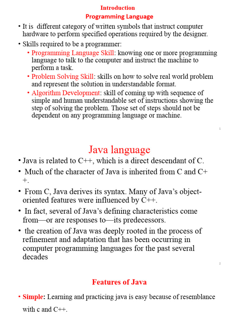 Java Introduction | PDF | Inheritance (Object Oriented Programming) | Method (Computer Programming)