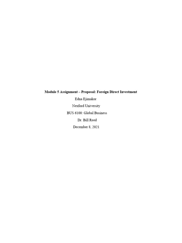 NXU Module 5 Assgmt FDI Ungraded | PDF | Foreign Direct Investment ...