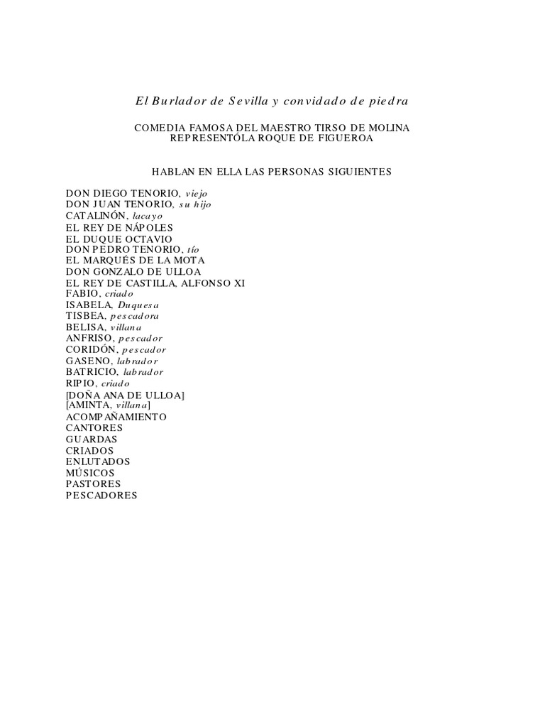 El Burlador de Sevilla y Convidado de Piedra 0 | PDF