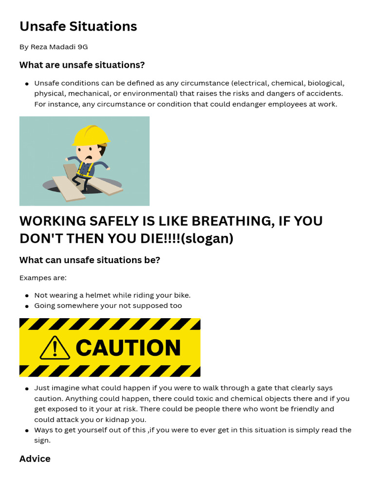 Unsafe Situations | PDF