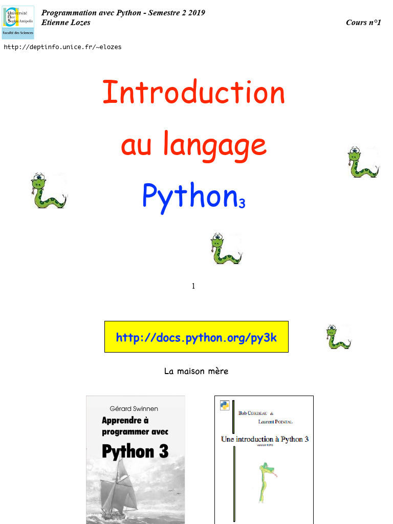 Cours 1 | PDF | Python (Langage de programmation) | Booléen