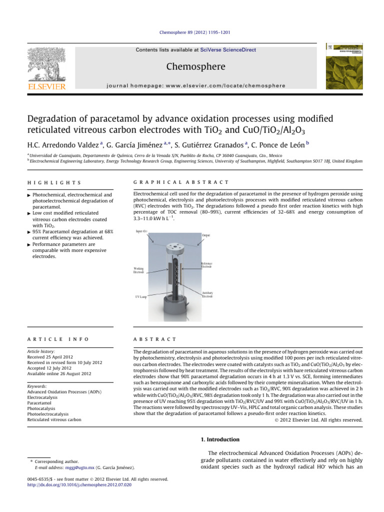 Chemosphere: H.C. Arredondo Valdez, G. García Jiménez, S. Gutiérrez Granados, C. Ponce de León ...