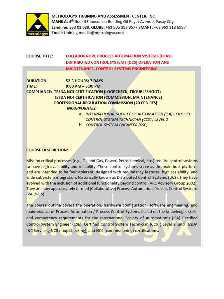 2022 Distributed Control Systems Training Outline | PDF | Automation ...