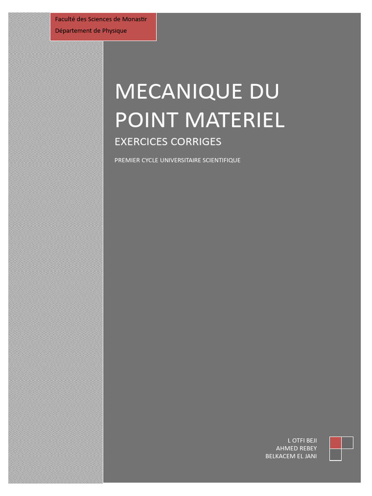 Exercices Corriges Mecanique Du Point | PDF | Accélération | Espace