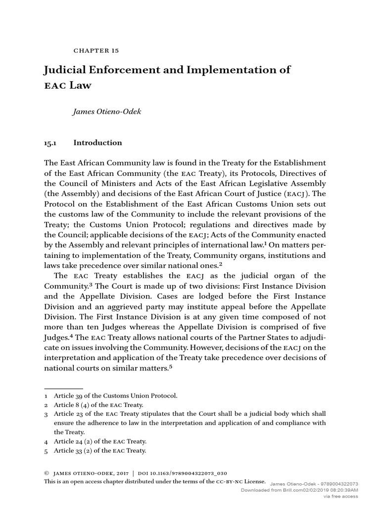 Judicial Enforcement and Implementation of Eac Law | PDF | Royalty ...