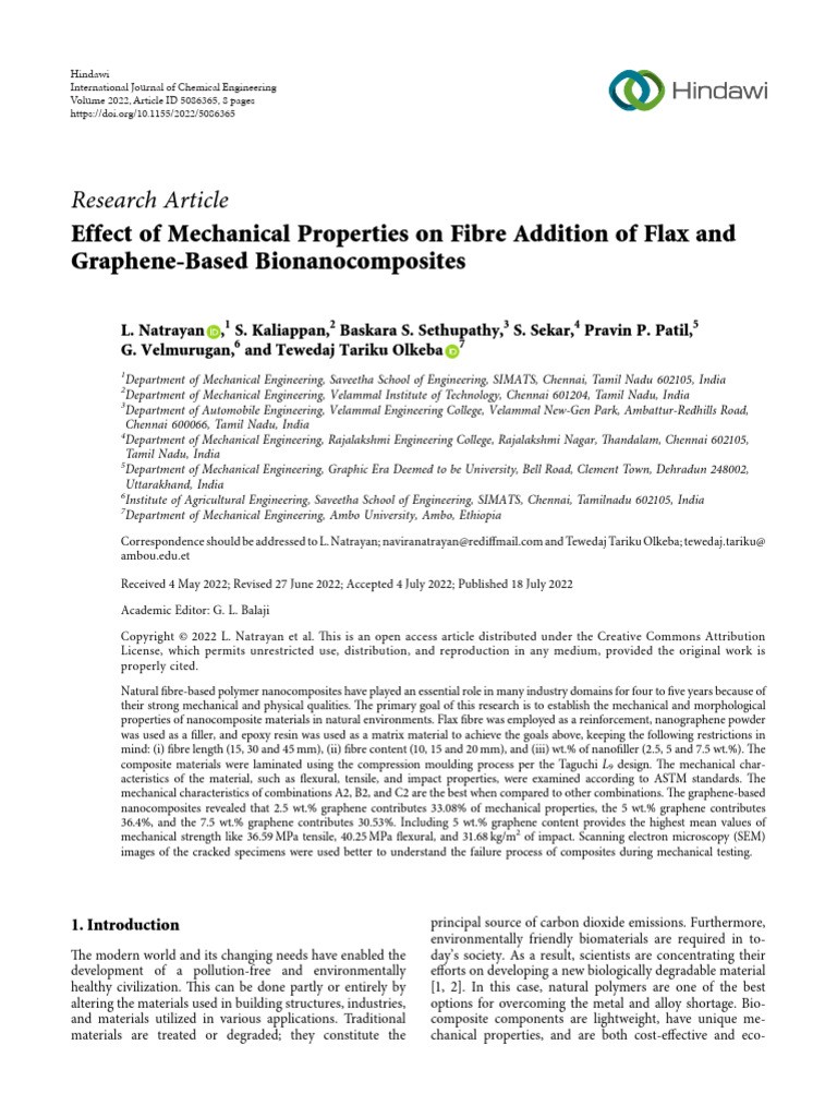 Flax Graphene Bionanocomposites | PDF | Composite Material | Nanocomposite
