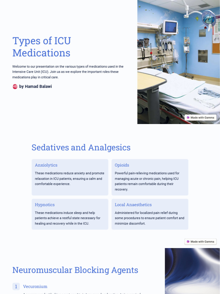 Types of ICU Medications | PDF | Intensive Care Unit | Thrombus