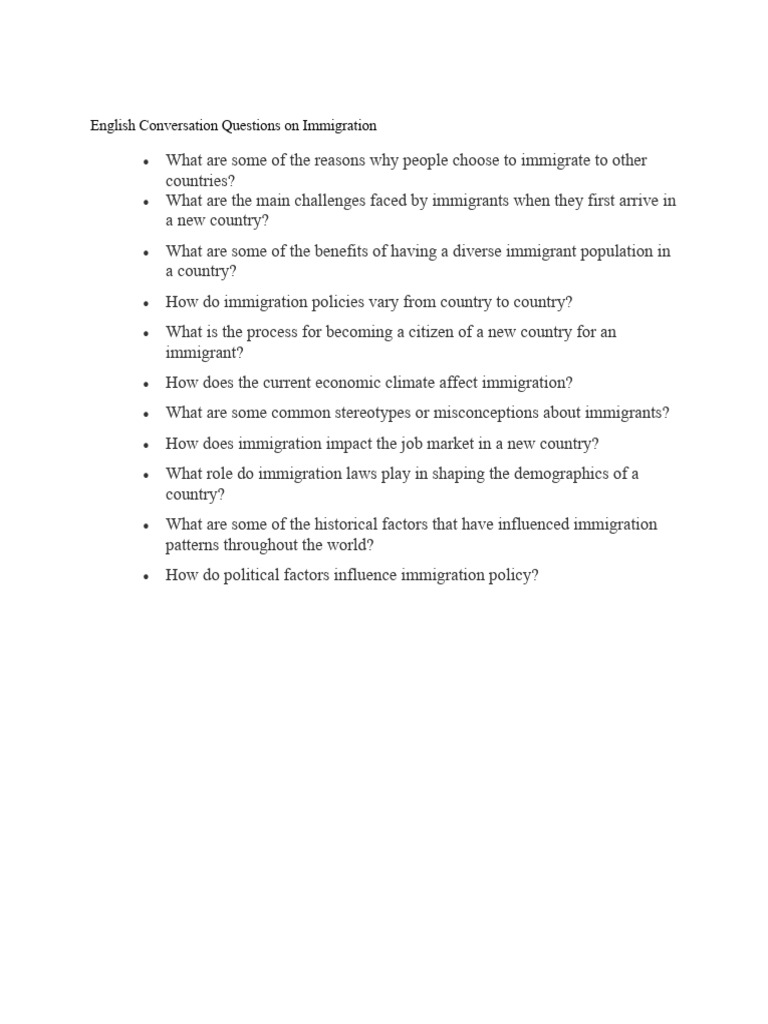 Immigration Discussion Questions Guide | PDF