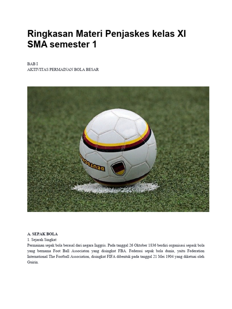 Ringkasan Materi Penjaskes Kelas XI SMA Semester 1 | PDF