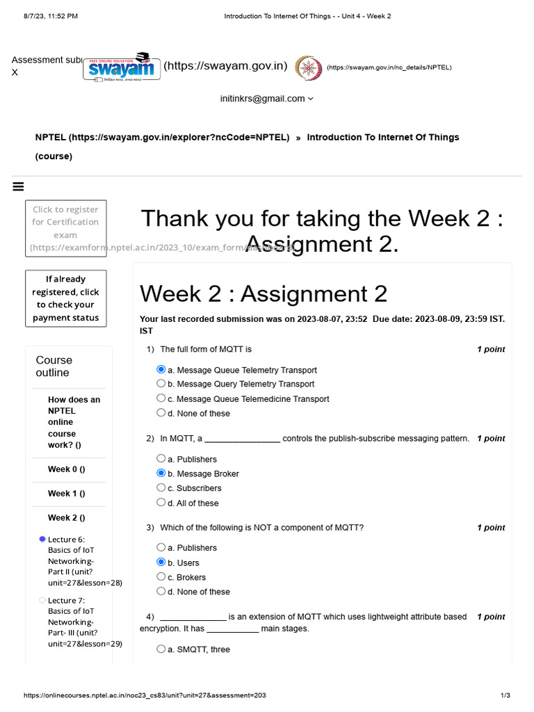 Introduction To Internet of Things - Unit 4 - Week 2 | Download Free PDF | Network Protocols ...