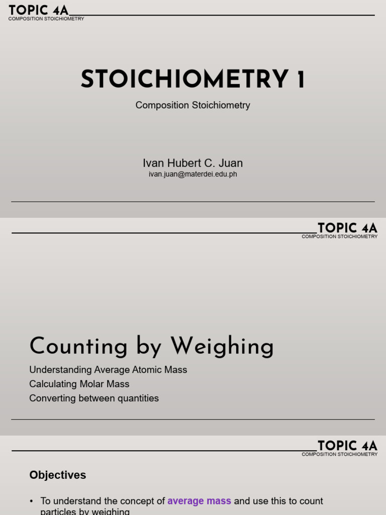 Topic 4A Composition Stoichiometry | PDF | Mole (Unit) | Stoichiometry