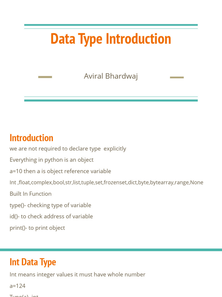 Data Type Introduction | PDF | Integer (Computer Science) | Data Type