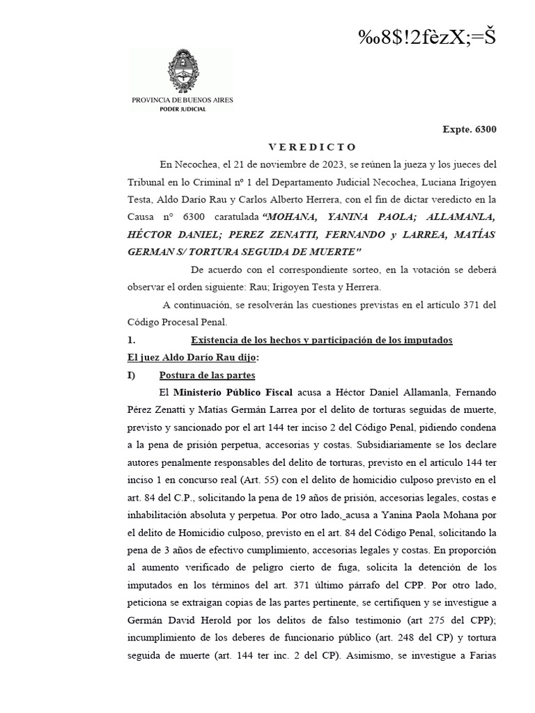 Veredicto y Sentencia Caso Noa | PDF | Homicidio | Convenio europeo de derechos humanos