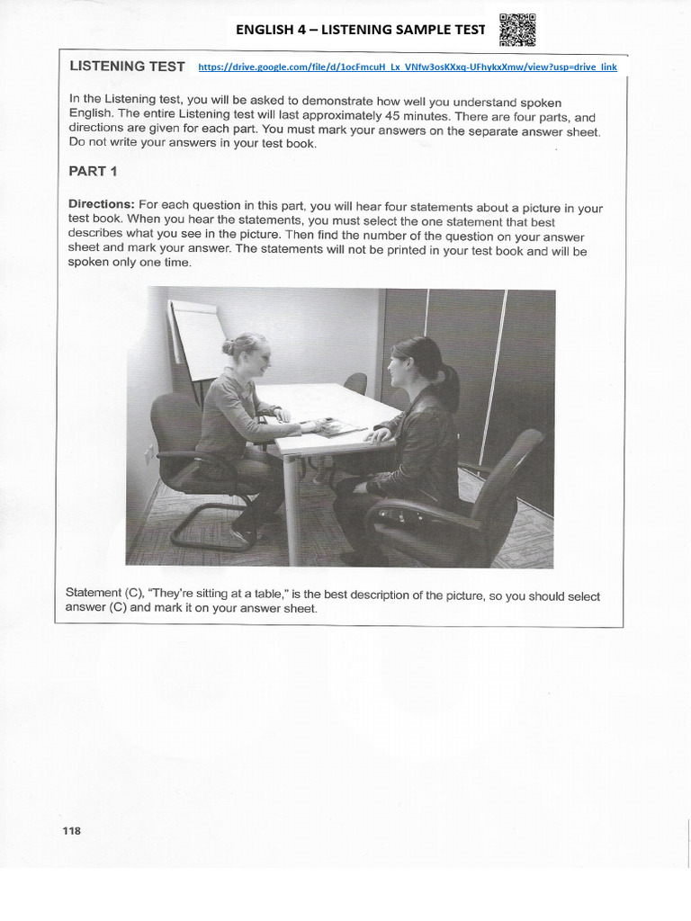 English 4 Listening Sample Test | PDF