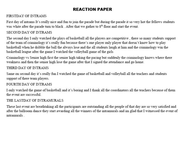 Reaction Paper | PDF