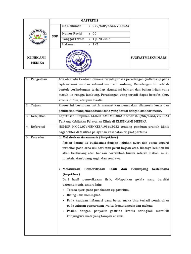 SOP Gastritis | PDF