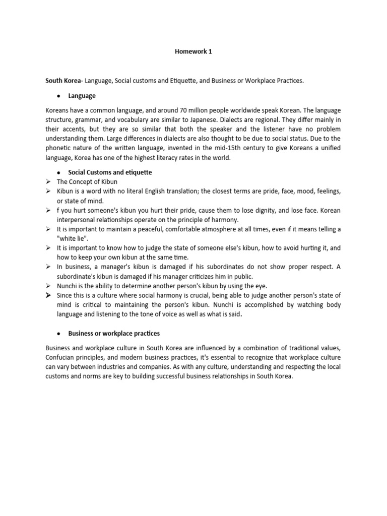 Homework 1 | PDF | Korean Language | Gratuity