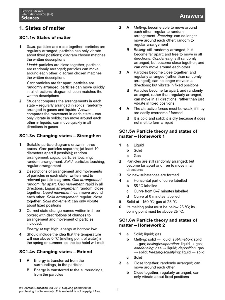 Answer Key - Igcse - Pearson Edexcel Chemistry | PDF | Atomic Nucleus ...