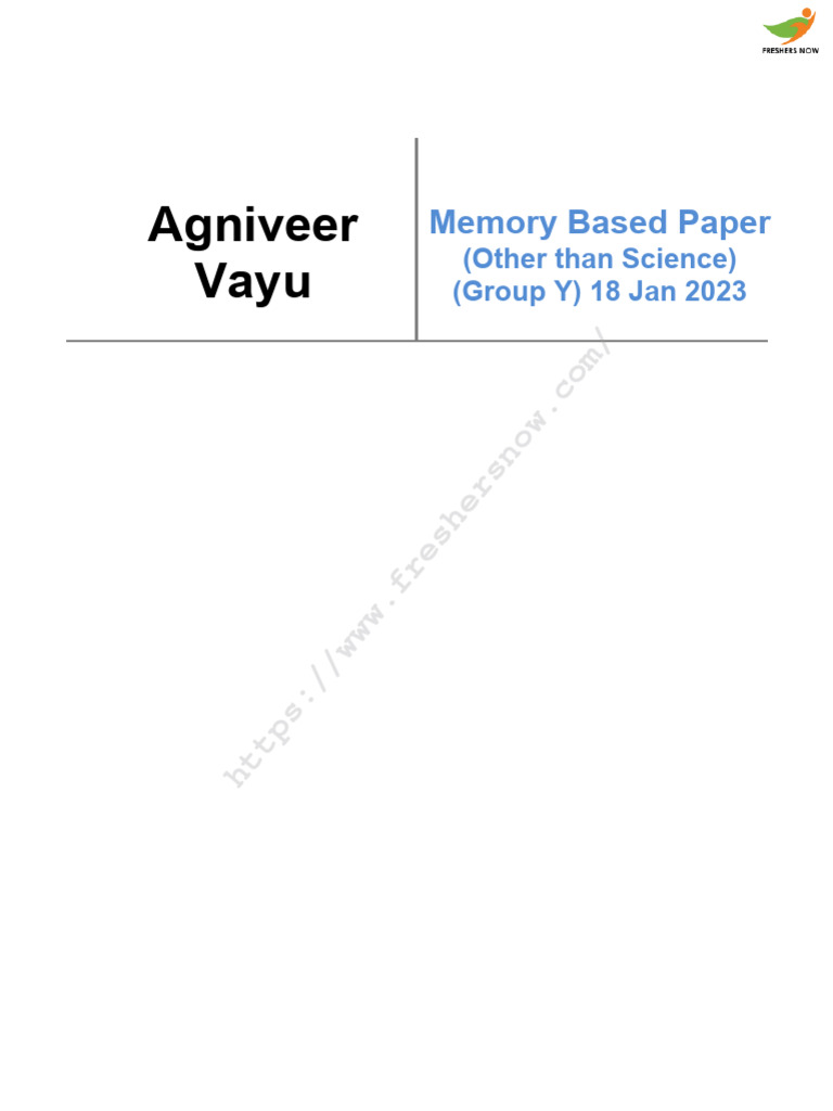 Agniveer Vayu Other Than Science Group Y 18 Jan 2023 Memory Based Paper ...