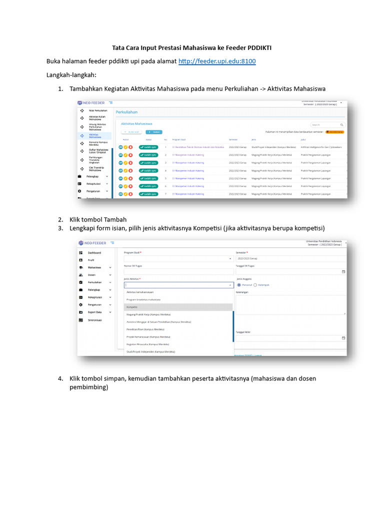 Tata Cara Input Prestasi Mahasiswa Ke Feeder PDDIKTI | PDF | Karier & Perkembangan