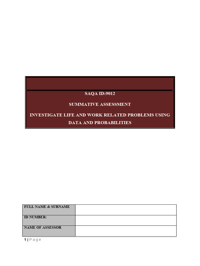 Saqa Assessment : SAQA Criteria and Guidelines for Assessment – EEHHG