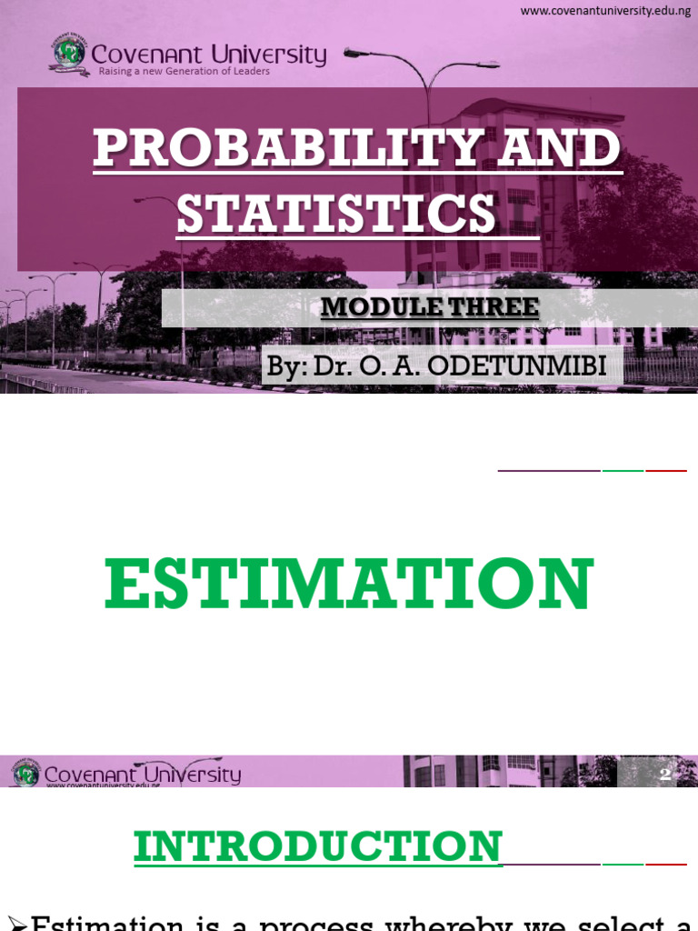 Gec410 Note Vi | PDF | Estimator | Bias Of An Estimator