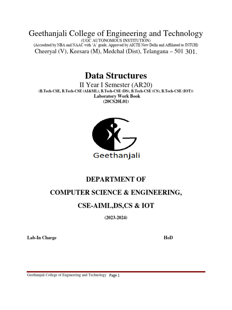 DS - Workbook | PDF | Queue (Abstract Data Type) | Applied Mathematics