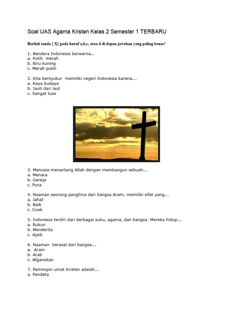 Soal UAS Agama Kristen Kelas 2 Semester 1 TERBARU - WWW - Kherysuryawan.id | PDF | Perjalanan ...