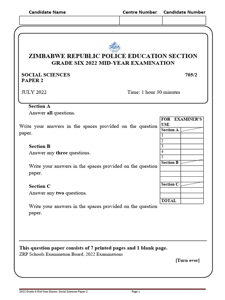 Grade 6 Social Sciences Paper 2 | PDF