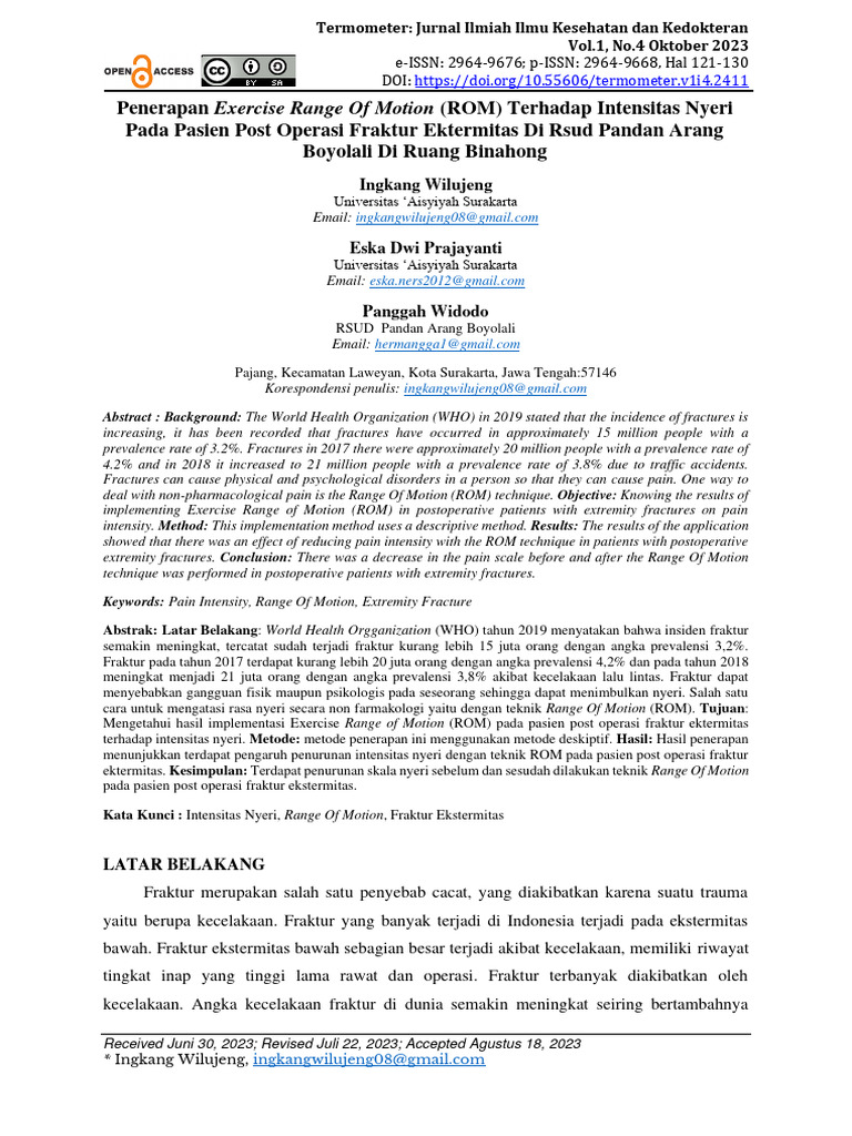 TERMOMETER Jurnal Ilmiah Ilmu Kesehatan Dan Kedokteran - Volume 1, No. 4 Oktober 2023 Hal 121 ...