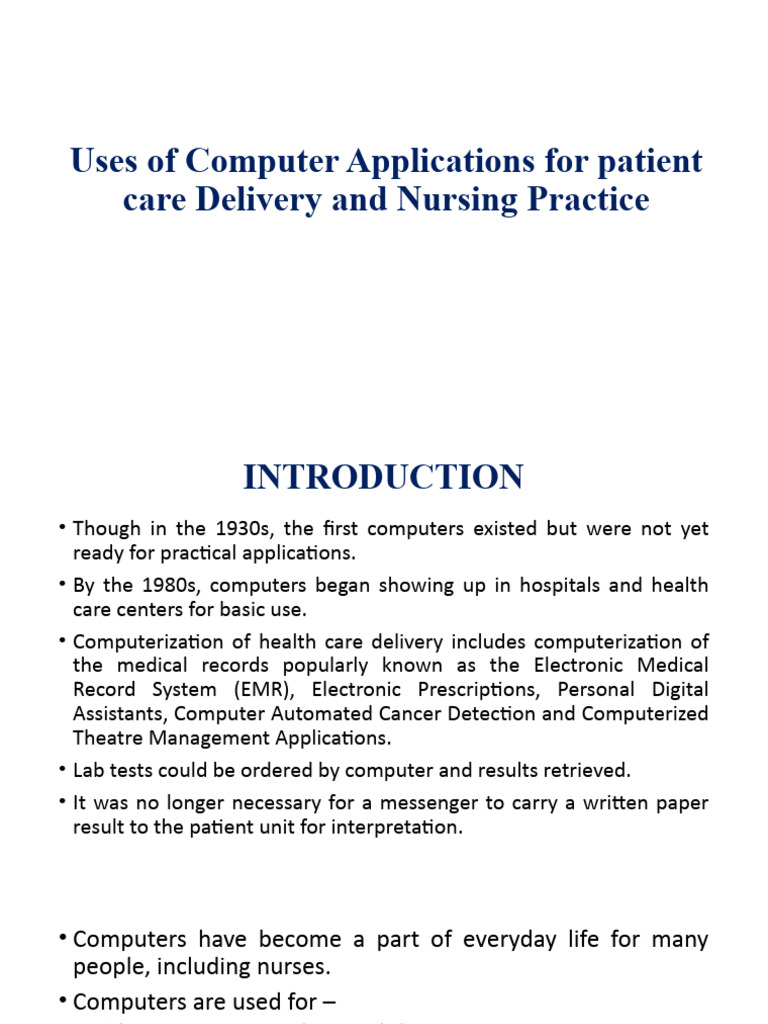 Uses of Computers in Nursing | PDF | Electronic Health Record | Health ...