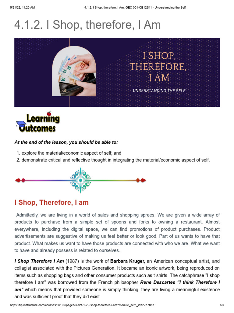 4.1.2. I Shop, Therefore, I Am - GEC 001-CE12S11 - Understanding The Self | PDF | Consumerism ...