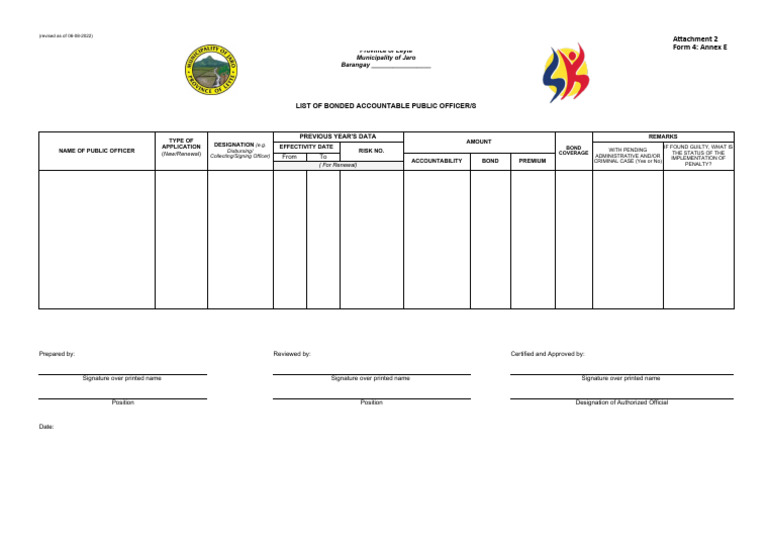 Bonded Public Officers Accountability List | PDF