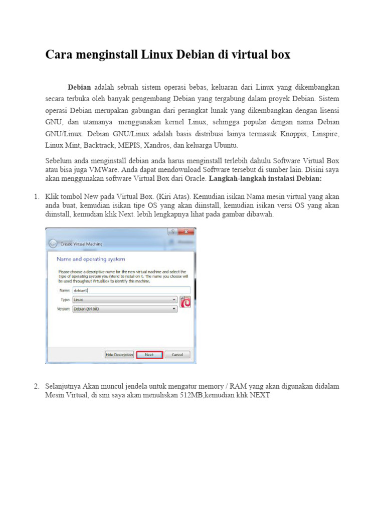 Instal Debian di VirtualBox | PDF