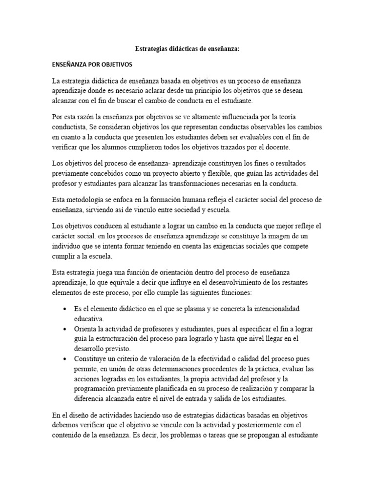 Estrategias Didácticas De Enseñanza Pdf Enseñando Aprendizaje