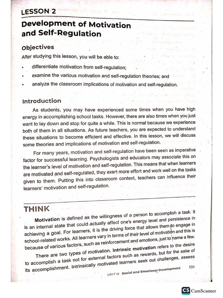 Content 10 - Development of Motivation and Self - Regulation | PDF