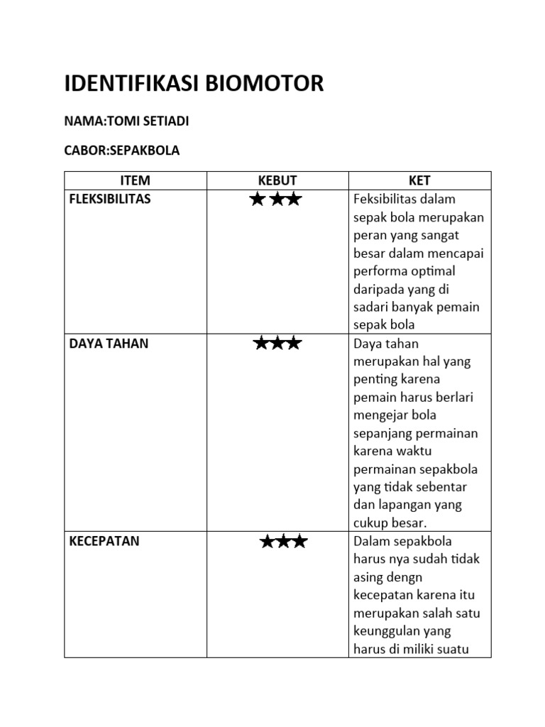 Identifikasi Biomotor | PDF